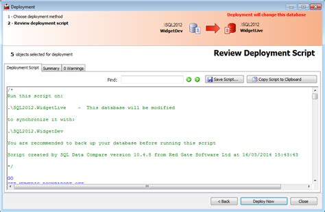Worked Example Deploying Data In Two Databases Sql Data Compare 10