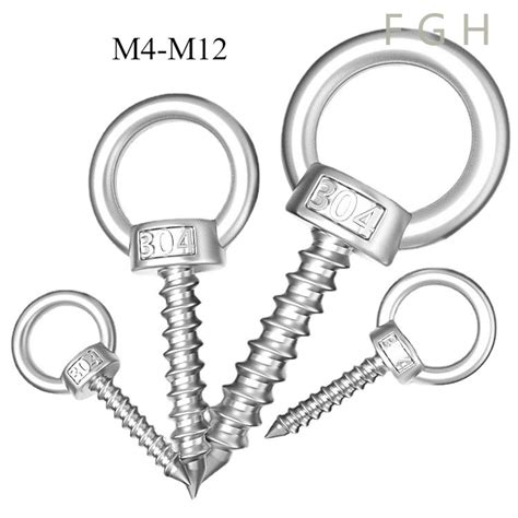[fgh] 304 Stainless Steel Ring Screw With Ring Self Tapping Screw Hook