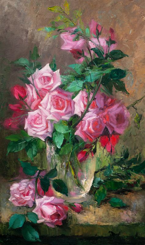 Натюрморт с розами Zartschool школа живописи Татьяны Зубовой