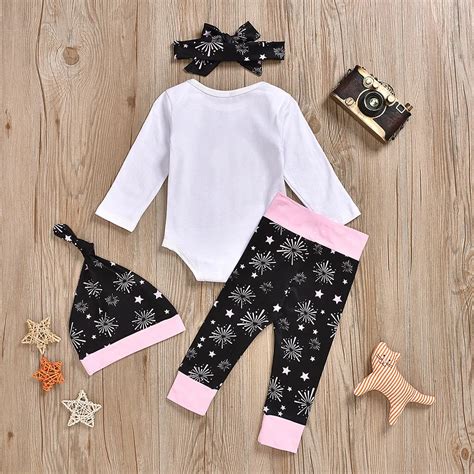 Детский комбинезон с буквенным принтом на год для маленьких девочек штаны шапки повязка на