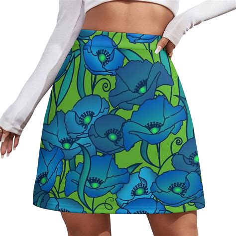 Blue Flower Dots Skirt Women Retro Floral Elegant Mini Skirts Summer