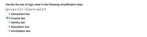 Solved Identify The Law Of Logic Used In The Following Chegg