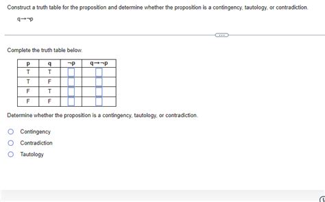Solved Construct A Truth Table For The Proposition And