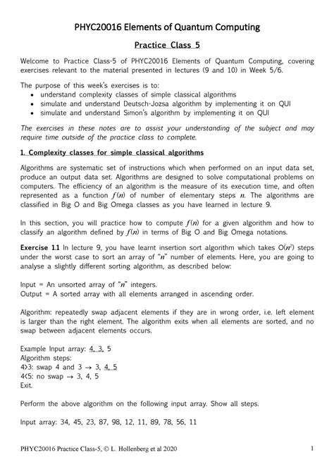 Elements Of Quantum Computing Prac Class 5 Questions Phyc 20016 Elements Of Quantum Computing