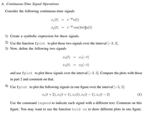 solved a continuous time signal operations consider the