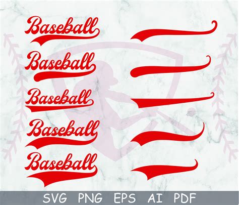 Baseball Font Svg With Tail Baseball Font Svg Text Tails Etsy