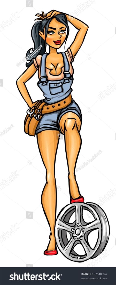 Sexy Motor Mechanic Girl Engineer 스톡 일러스트 97510094 Shutterstock