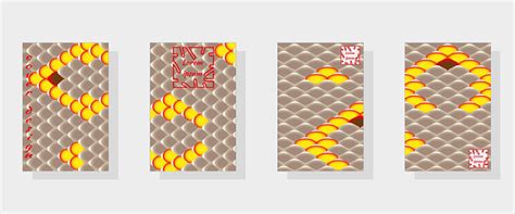 커버에 대 한 세련 된 현대적인 디자인 서식 파일의 집합입니다 국립 동양 패턴 잉어 잉어의 다 색된 물고기 비늘 벡터 일러스트입니다 3차원 형태에 대한 스톡 벡터 아트 및