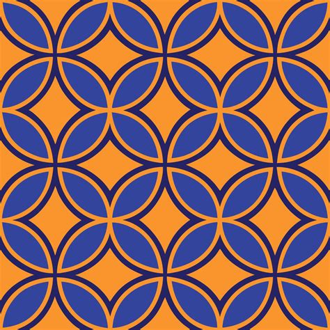 Geometric Orange Blue Floral Interlocking Circles Pattern Design 54991200 Vector Art At Vecteezy