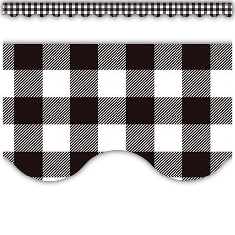 Black And White Gingham Scalloped Border Trim By Teacher Created Resources