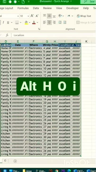 Shortcutctrl A To Select All The Table Alt H O I To Re Arrange Tableit For Later