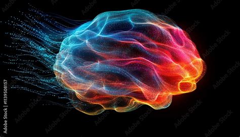 Digital Brain Illustration With Colorful Lines And Data Connections Vibrant Neural Network
