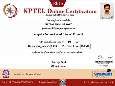 Completed Cnip Course On Nptel Shivraj Singh Hirawat Posted On The
