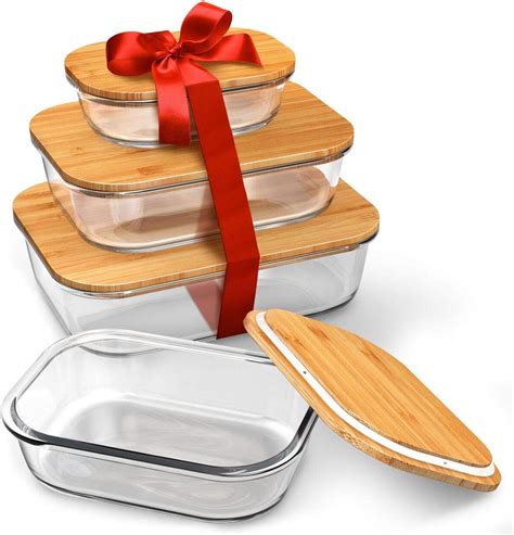 3 Glass Food Storage Containers With Lids Bamboo Walyou