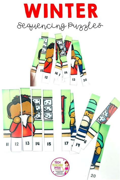Winter Activities Number Sequencing Puzzles 1 To 20 Formative Assessment Tools Winter