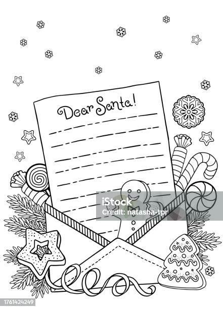 산타를 위한 봉투가 있는 편지 템플릿입니다 성인을 위한 벡터 추상 색칠 공부 페이지입니다 색칠 공부 책과 크리스마스 디자인