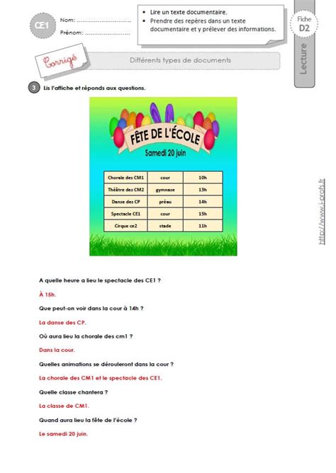 CE Lire différents types de documents