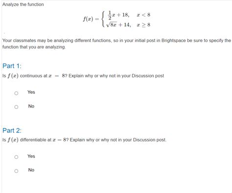 Solved Analyze The Function F X {21x 18 8x 14 X