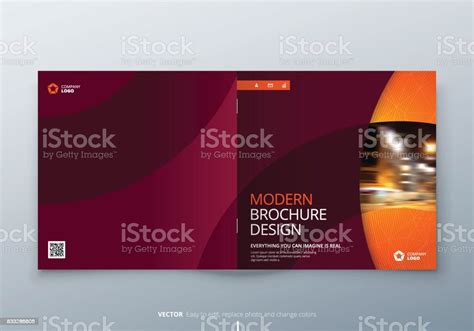 브로셔 디자인 광장 빨간 오렌지 기업 사각형 템플릿 브로슈어 보고서 카탈로그 잡지 소책자 레이아웃 현대 원형 모양 추상적인 배경입니다 크리에이 티브 브로셔 벡터 개념 0명에