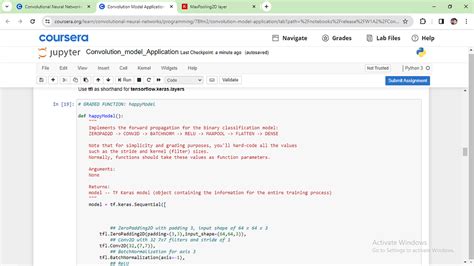 cnn course 4 week 1 assignment convolution model application