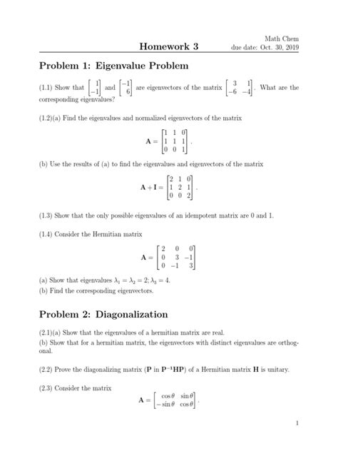 Eigenvalue Problems And Linear Transformations An Analysis Of A