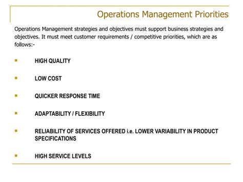 Operations Management Ppt Business Business And Finance