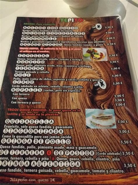 Menu At Tepito Restaurant Málaga