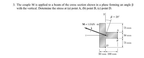Solved 3 The Couple M Is Applied To A Beam Of The Cross