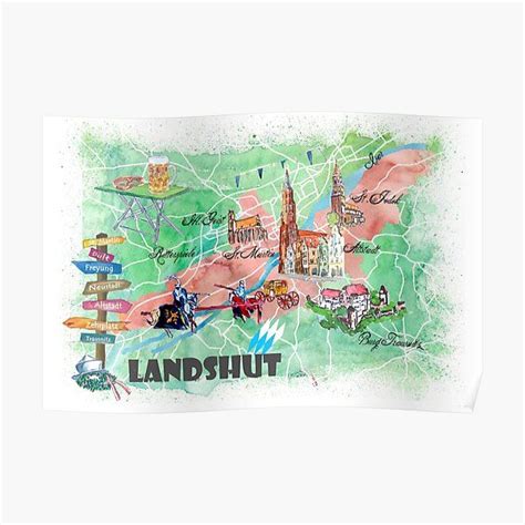 Landshut Bavaria Illustrated Map