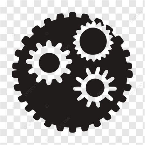 원형 로고의 흑백 기어 벡터 흰색 배경에 연결된 기어의 단순한 검은색 아이콘 그림자 없음 작은 프레임 중앙 Png 일러스트 및 벡터 에 대한 무료 다운로드 Pngtree