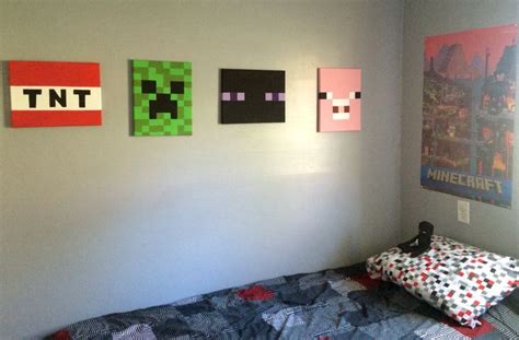 Minecraft Paintings That I Done For My Sons Room Very Easy And Cheap