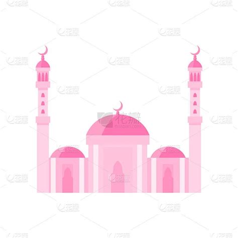 绘画插图 矢量 清真寺 建筑业 粉色 白色背景 传统 伊斯坦布尔 著名景点 品牌名称素材 花瓣网