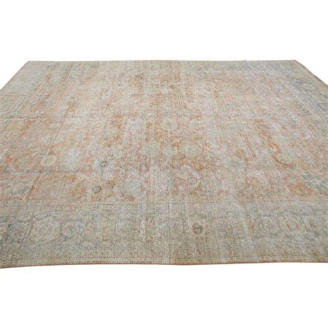 Antique Persian Mahal Handmade Shabby Chic Rust Wool Rug With Allover