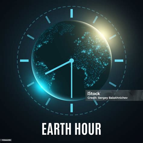 어스 아워입니다 미래 행성 지구입니다 전기 없이 60 분 일출입니다 글로벌 휴일입니다 추상 세계 지도입니다 벡터 일러스트입니다 Eps 10 지구본에 대한 스톡 벡터 아트 및