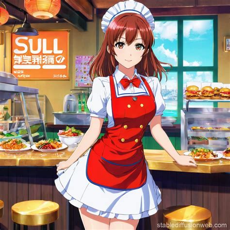 Cute Female Waitress Anime Style Masterpiece Stable Diffusion Online