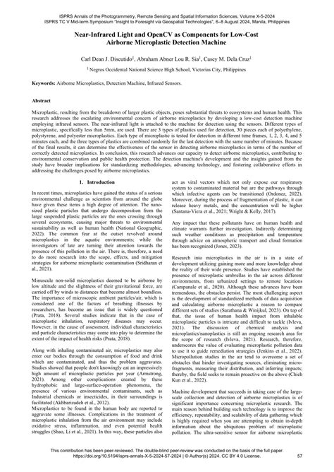 Pdf Near Infrared Light And Opencv As Components For Low Cost Airborne Microplastic Detection