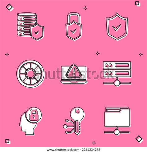 Set Server Shield Lock Check Mark Stock Vector Royalty Free 2261334273 Shutterstock