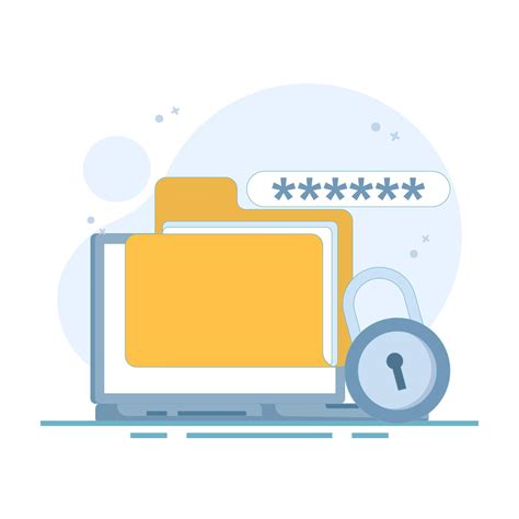 Illustration Of Locked File Folder With Password And Fingerprint For