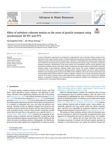 Pdf Effect Of Turbulent Coherent Motion On The Onset Of Particle