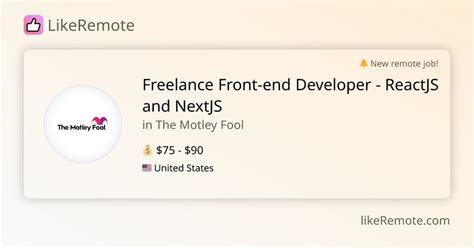 📩 Freelance Front End Developer Reactjs And Nextjs At 🏢 The Motley