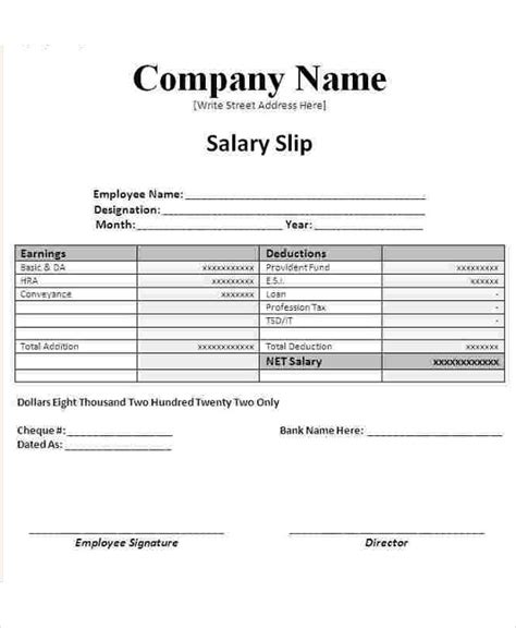 Salary Slip Examples Format Pdf