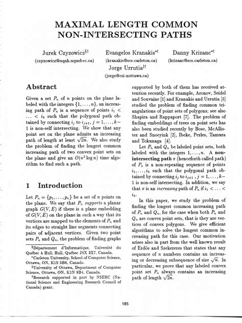 Pdf Maximal Length Common Non Intersecting Paths