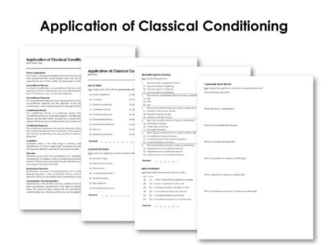 Application Of Classical Conditioning Teaching Resources