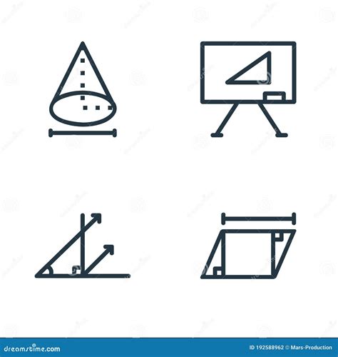 Mathematics Line Icons Linear Set Quality Vector Line Set Such As Circle Ball Tube Diameter