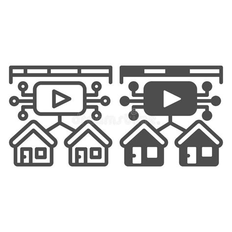 Media Platform Data With Two Houses Line And Solid Icon Neural Dataset Concept Vector Graphics