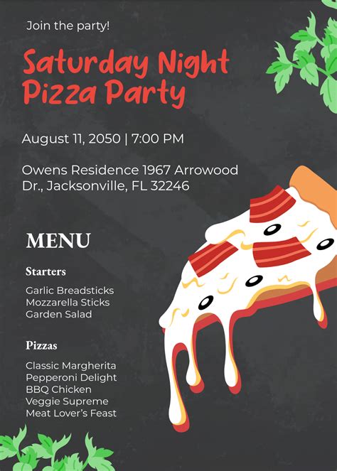 Free Pizza Menu Invitation Template To Edit Online Free Pizza Menu Invitation Template To Edit Online