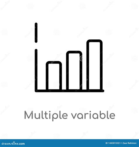 Outline Multiple Variable Continuous Chart Vector Icon Isolated Black Simple Line Element