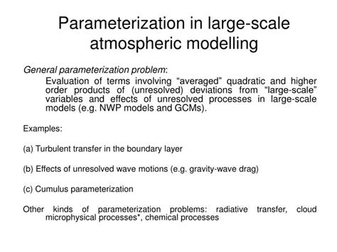 Ppt Parameterization In Large Scale Atmospheric Modelling Powerpoint