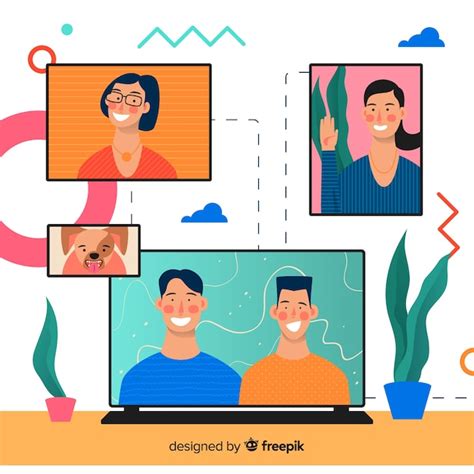 랜딩 페이지를위한 화상 회의 개념 무료 벡터