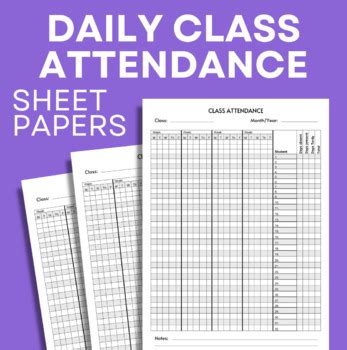 Detailed Daily Class Attendance Tracking Chart For Teachers Employees Staff